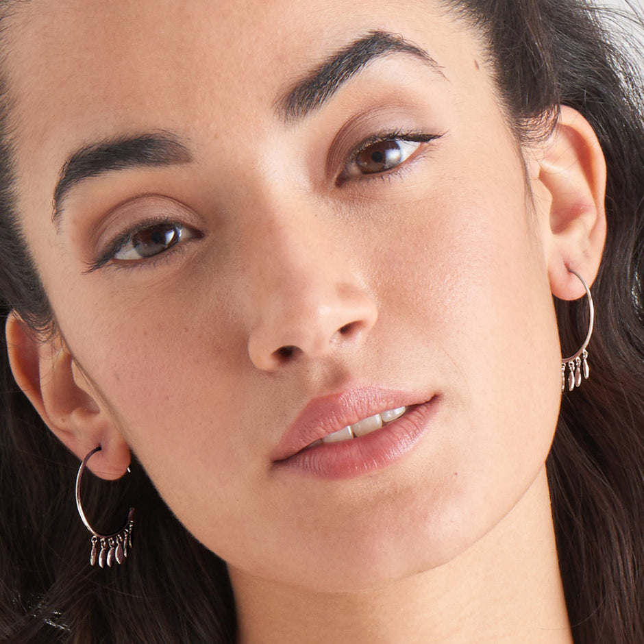Ania Haie All Ears Silver Multi-Drop Hoop Earrings | Australia – Silver Steel