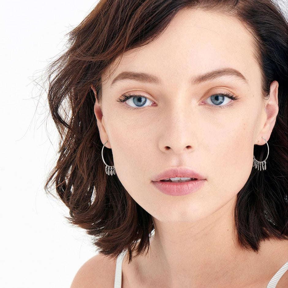 Ania Haie All Ears Silver Multi-Drop Hoop Earrings | Australia – Silver Steel