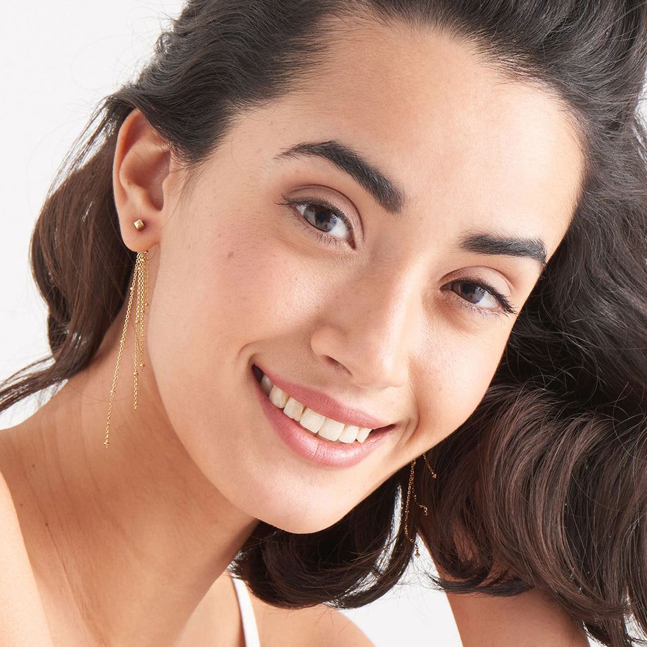 Ania Haie Fringe Appeal Gold Tassel Ear Jacket Earrings | Australia – Silver Steel