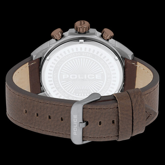 Police Klevan Brown Leather Men's Watch | Australia – Silver Steel