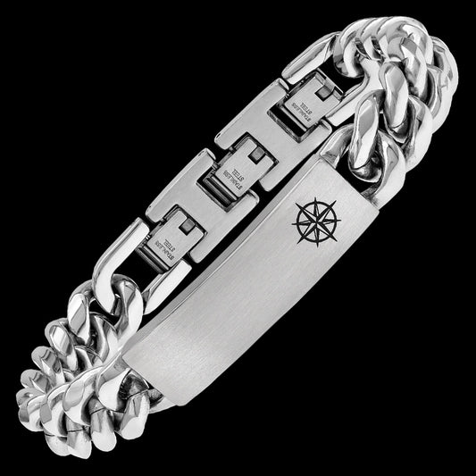 Steel Men's Compass ID Bracelet | Save Brave Australia – Silver Steel